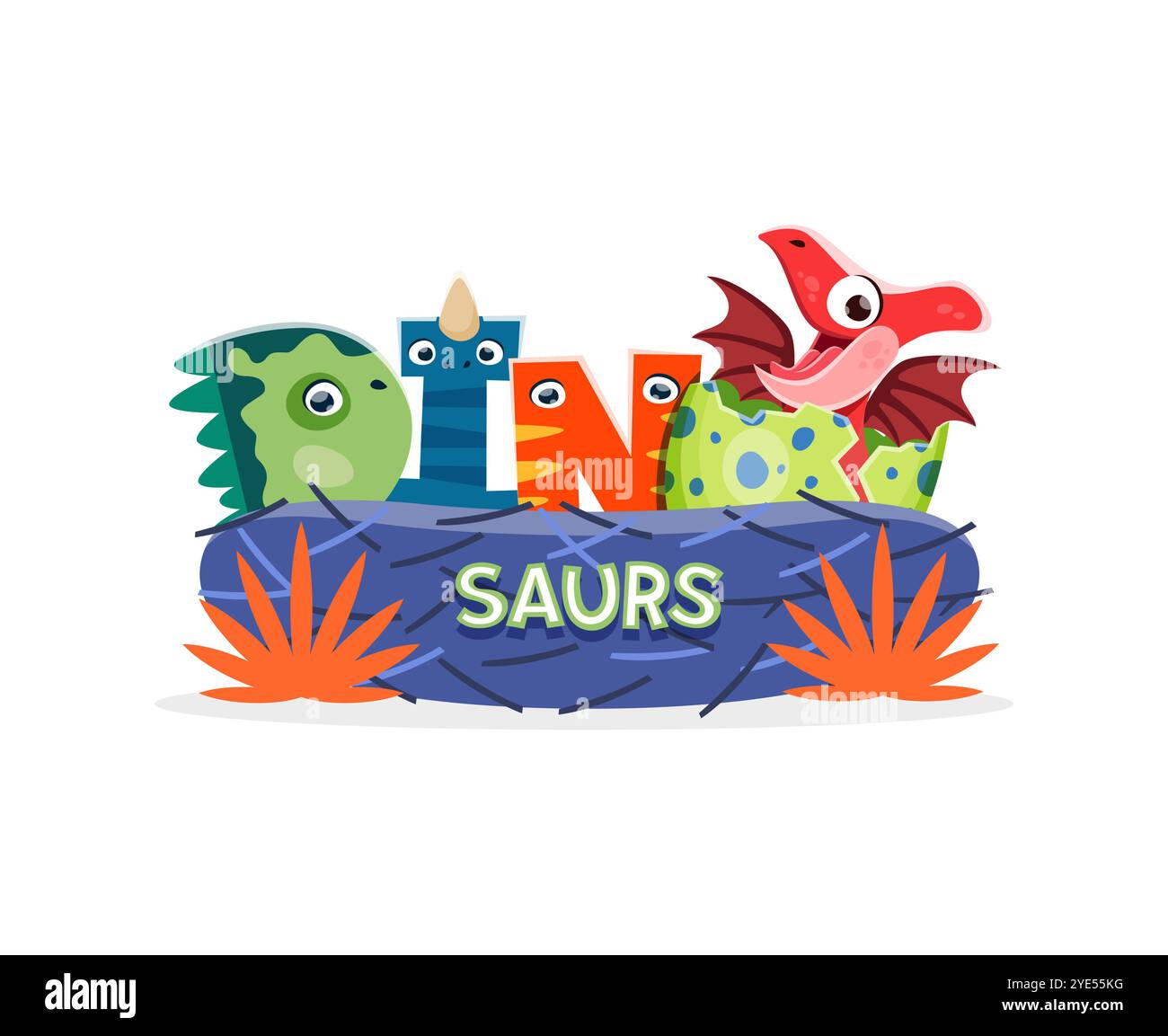 Prehistoric mother dinosaurs with kids in eggs of funny dino lizards ...