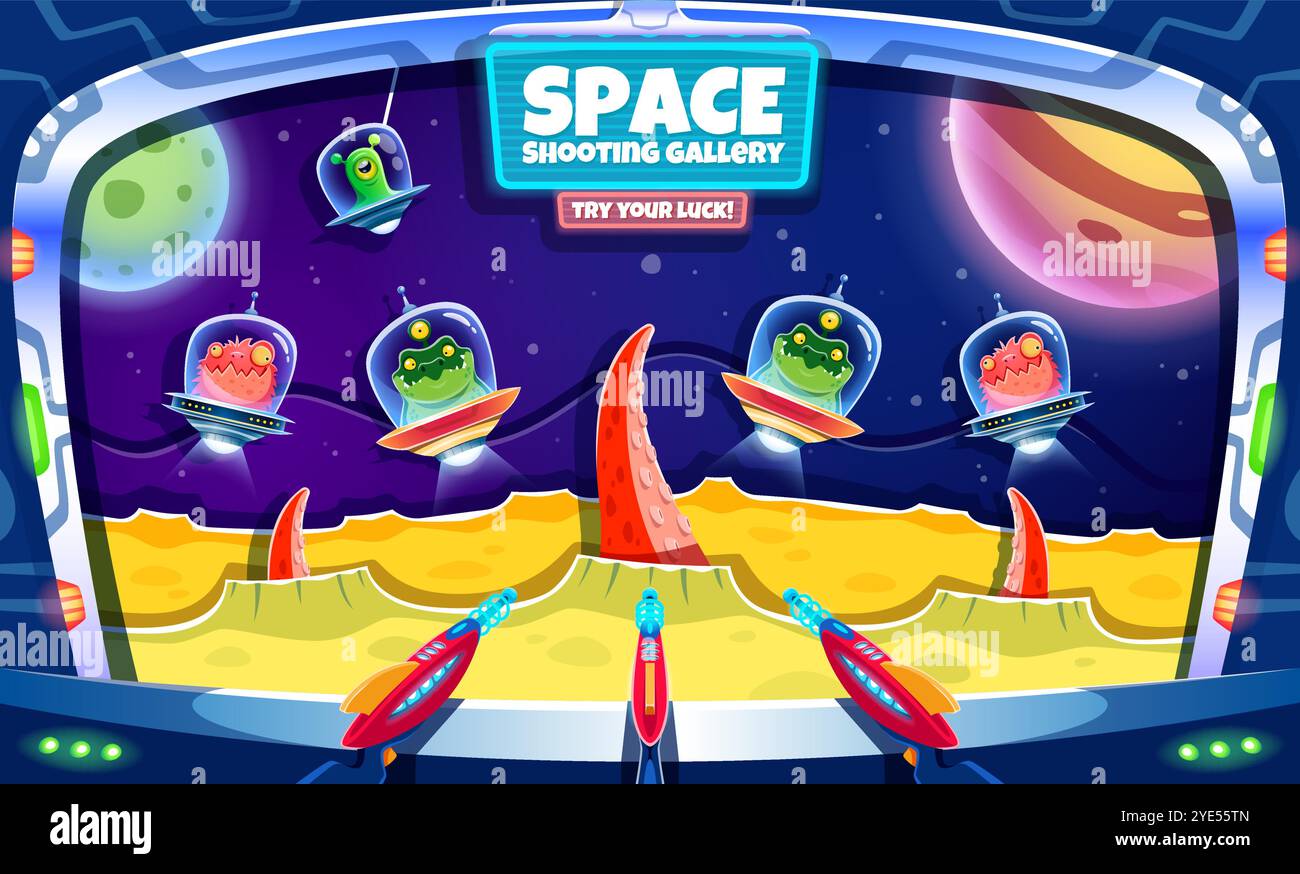 Galaxy hunting star pirates and UFO, carnival shoot game in amusement ...