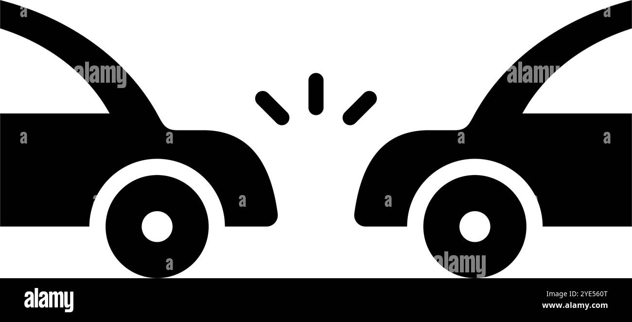 Simple car traffic accident silhouette icon. Editable vector Stock ...