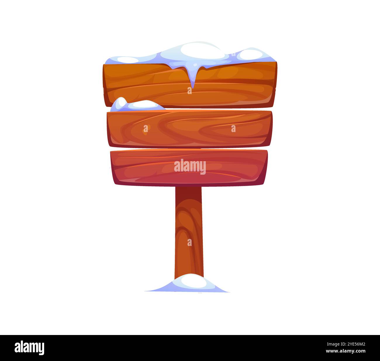 Christmas wooden winter sign board with snow. Isolated cartoon vector ...