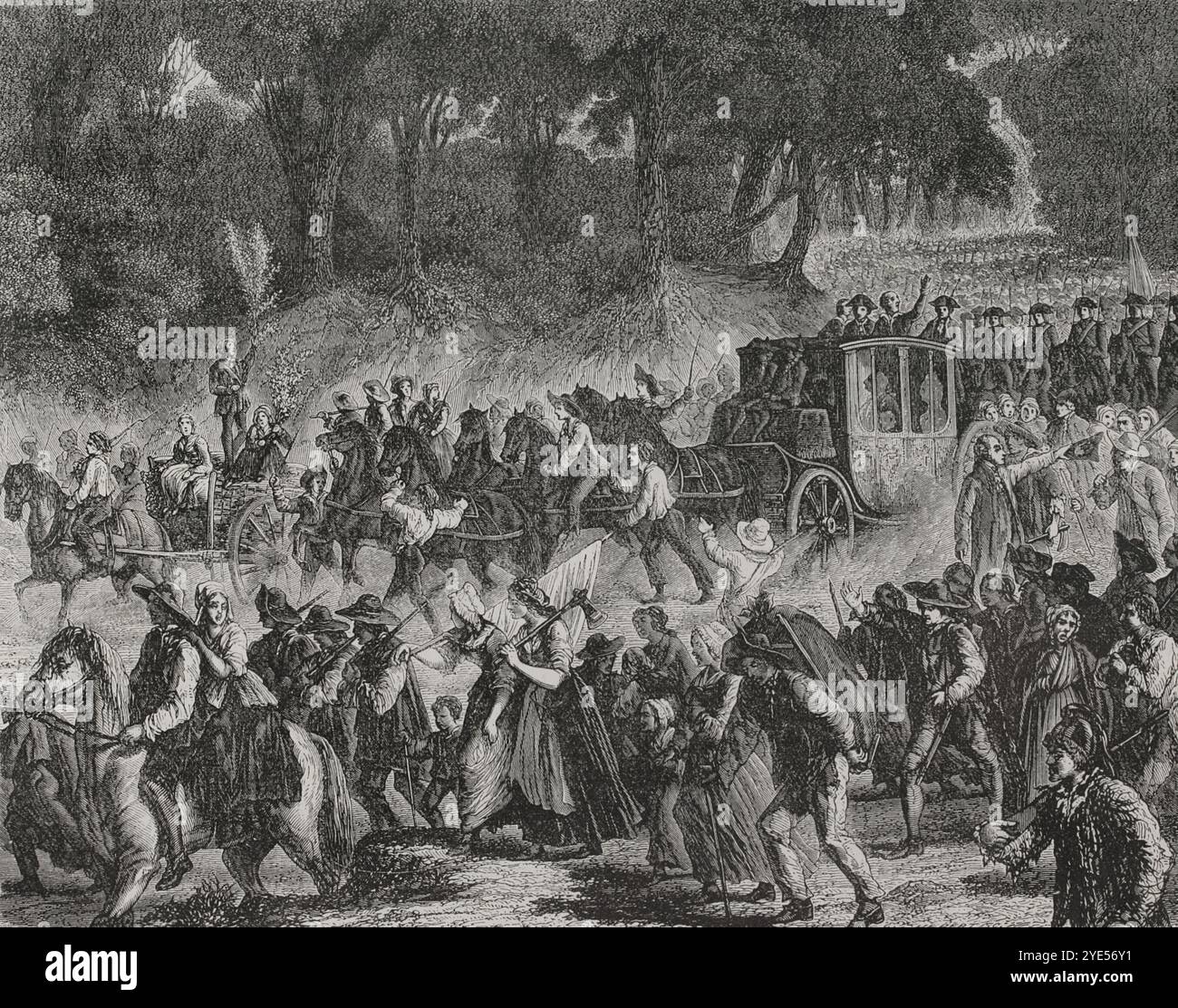 French Revolution. Flight to Varennes (20-21 June 1791). King Louis XVI ...