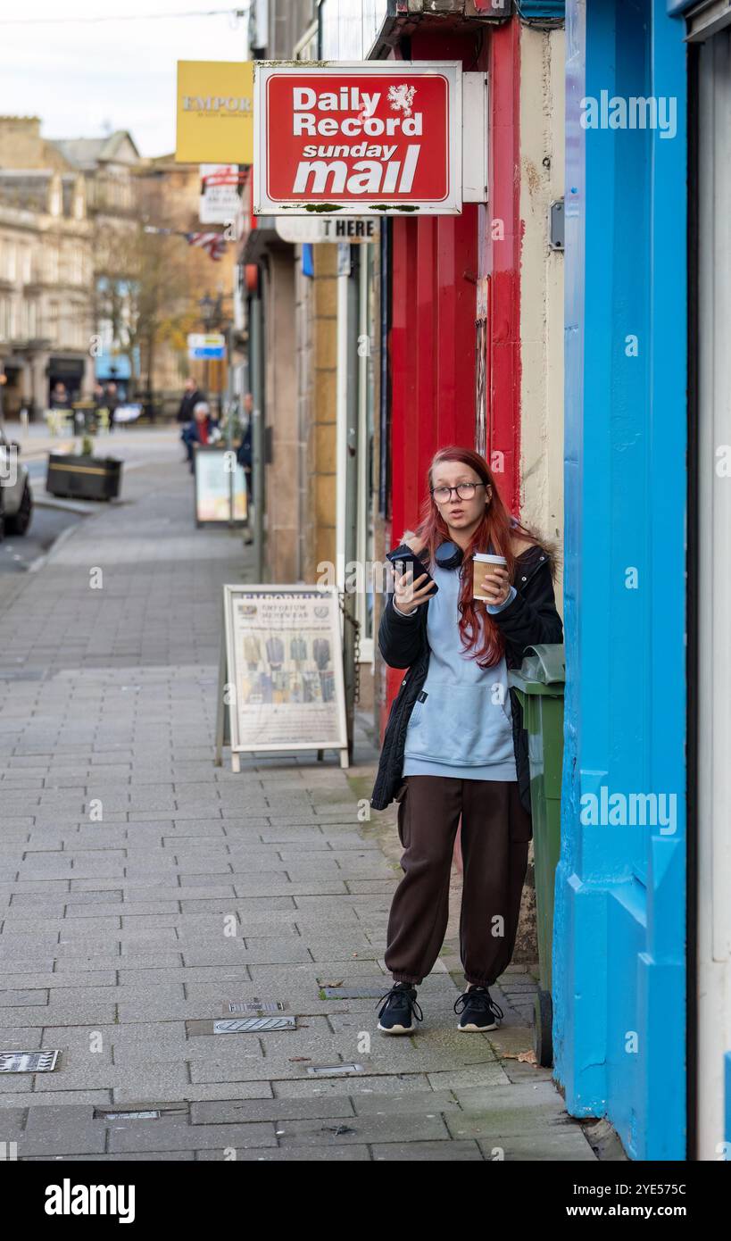 29 October 2024. High Street,Elgin,Moray,Scotland. This is a young lady ...