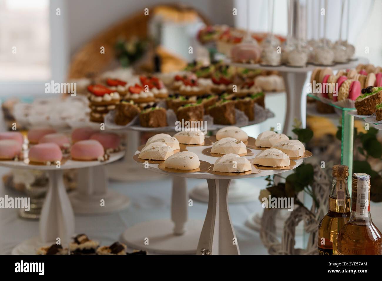 Elegant Dessert Table Display with Assorted Pastries and Sweets Stock ...