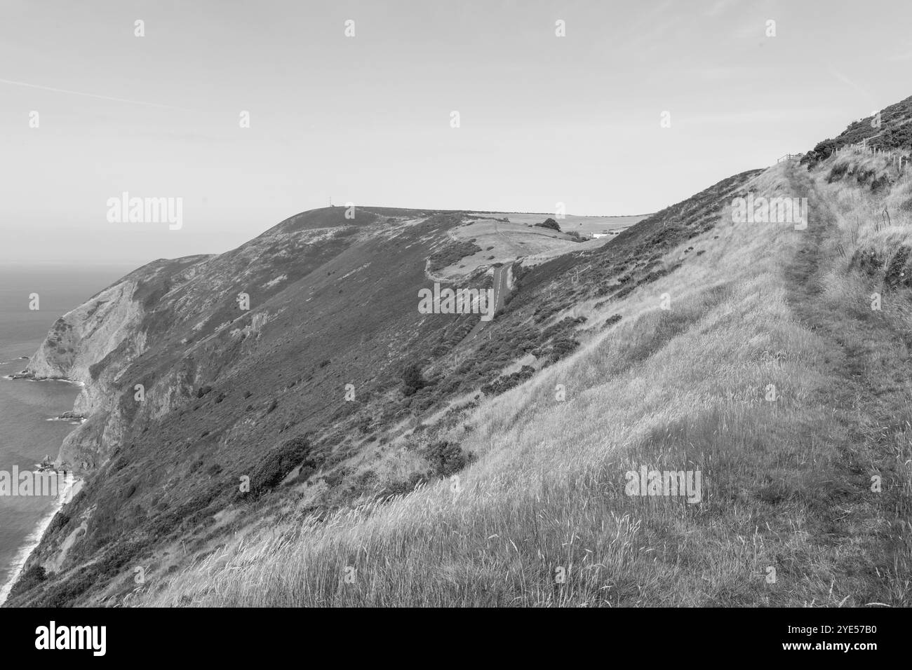 Horizontal view coastal road from Black and White Stock Photos & Images ...