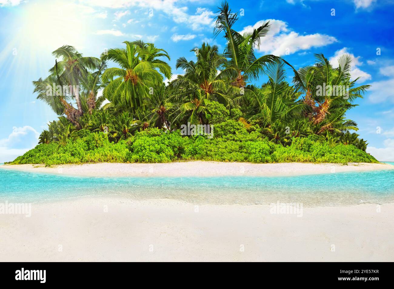 Whole tropical island within atoll in Indian Ocean. Uninhabited and ...