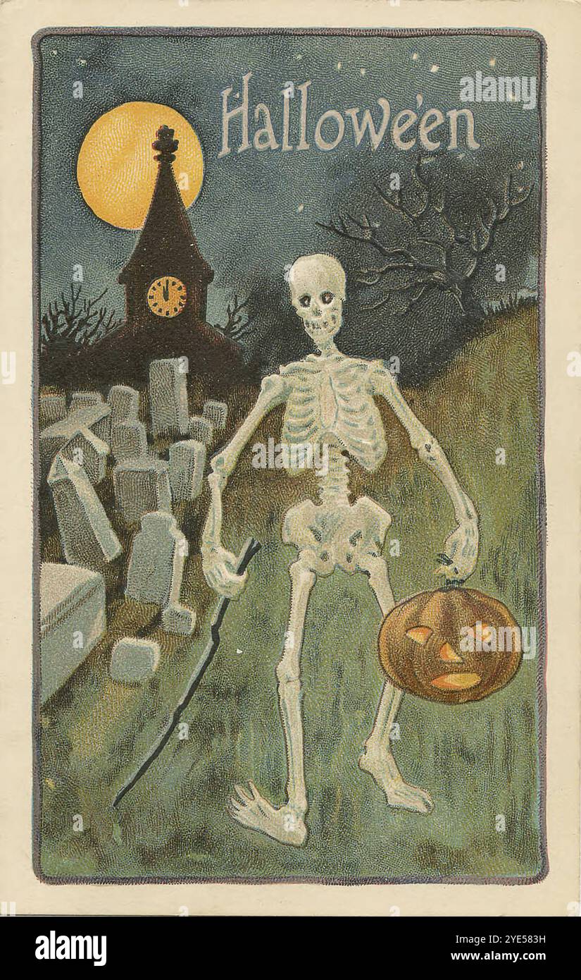 Vintage Archive Halloween Postcard, circa 1900s. "Hallowe'en" depicting ...