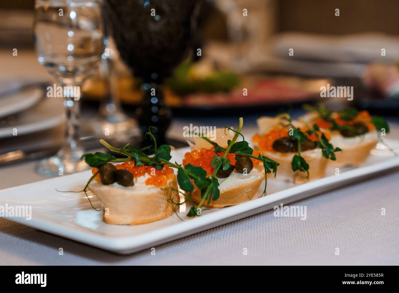 Exquisite Culinary Presentation of Caviar-Infused Canapes with Fresh ...