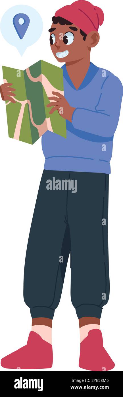 man looking location navigation map Stock Vector Image & Art - Alamy