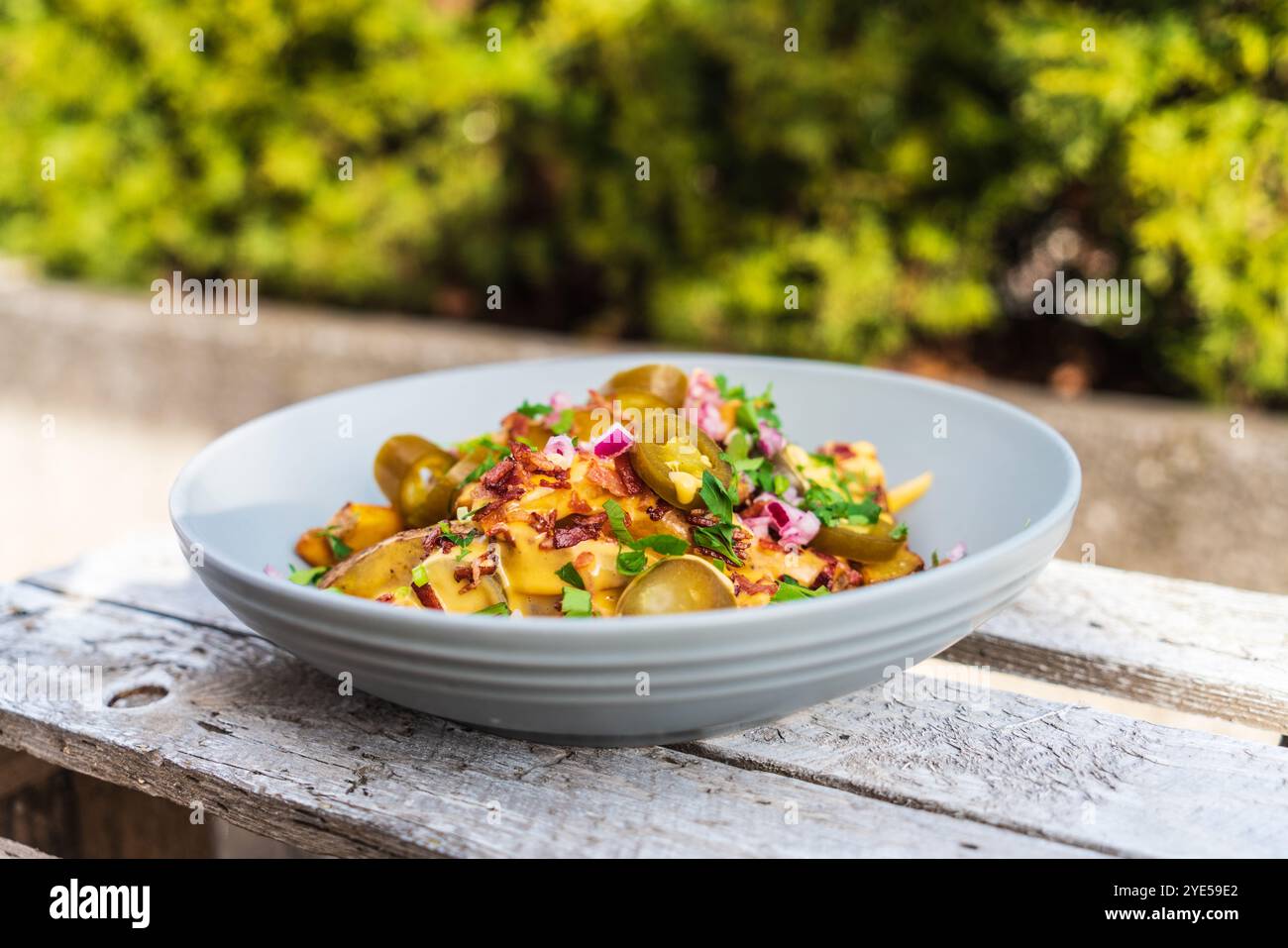 Tasty fries cheese sauce hi-res stock photography and images - Alamy