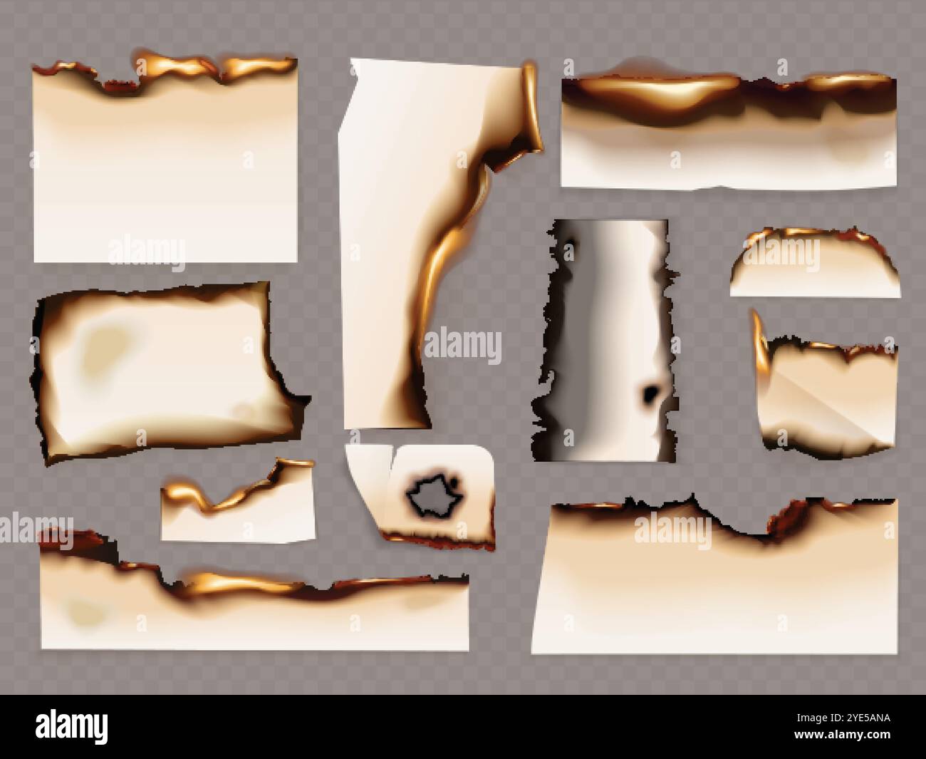 Paper burnt edges. Burn page border frame, burning ash stain realistic ...