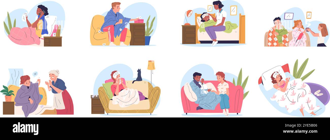 Cartoon man bed family hi-res stock photography and images - Alamy