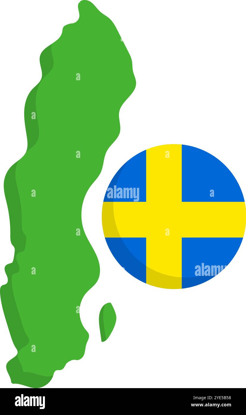 Swedish map and Swedish flag icon. Editable vector Stock Vector Image ...