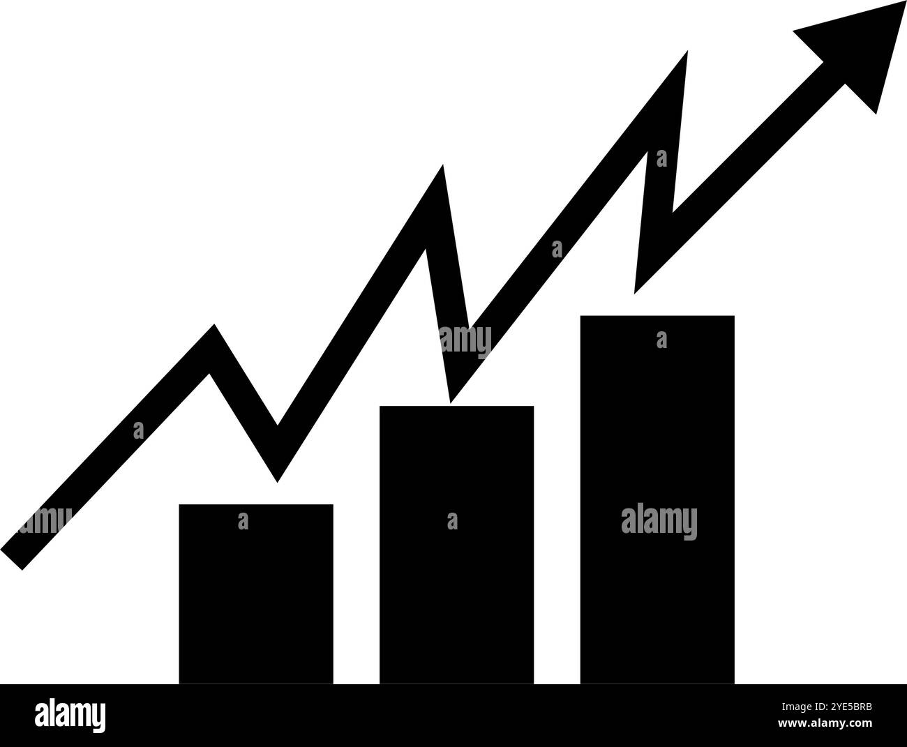 Rapidly increasing bar graph silhouette icon. Editable vector Stock ...