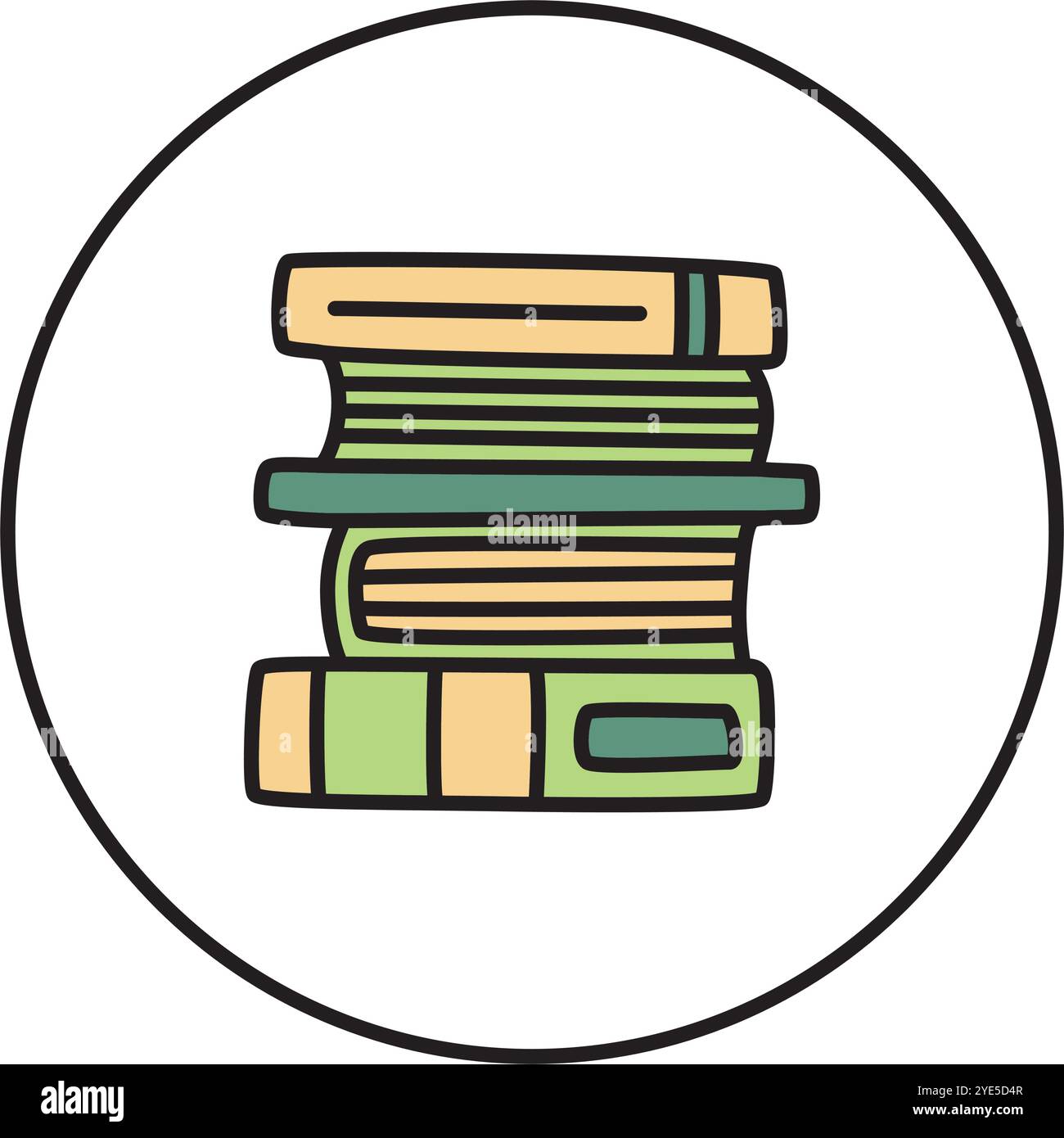 Doodle pile of books icon. Hand drawn book, journal or notebook symbol ...