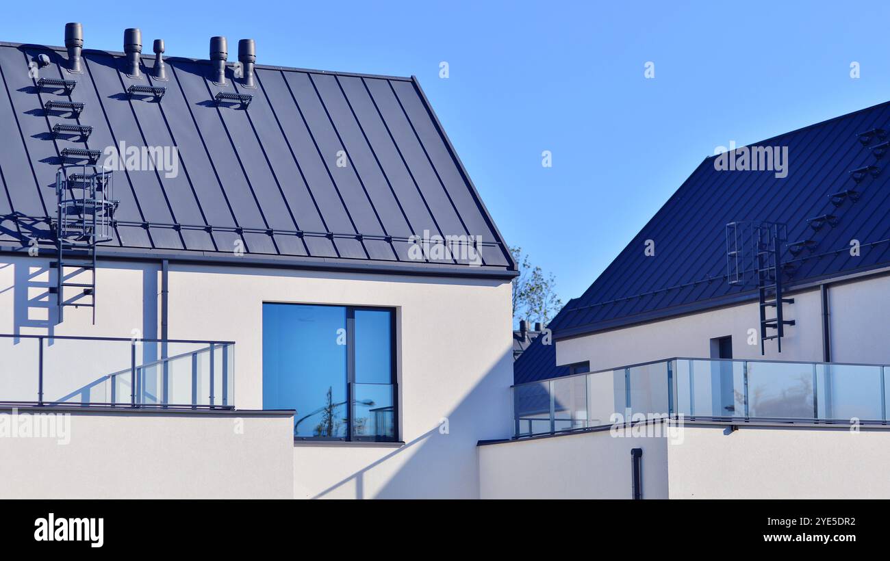 New elegant modern single family house. Terraced family homes in newly ...