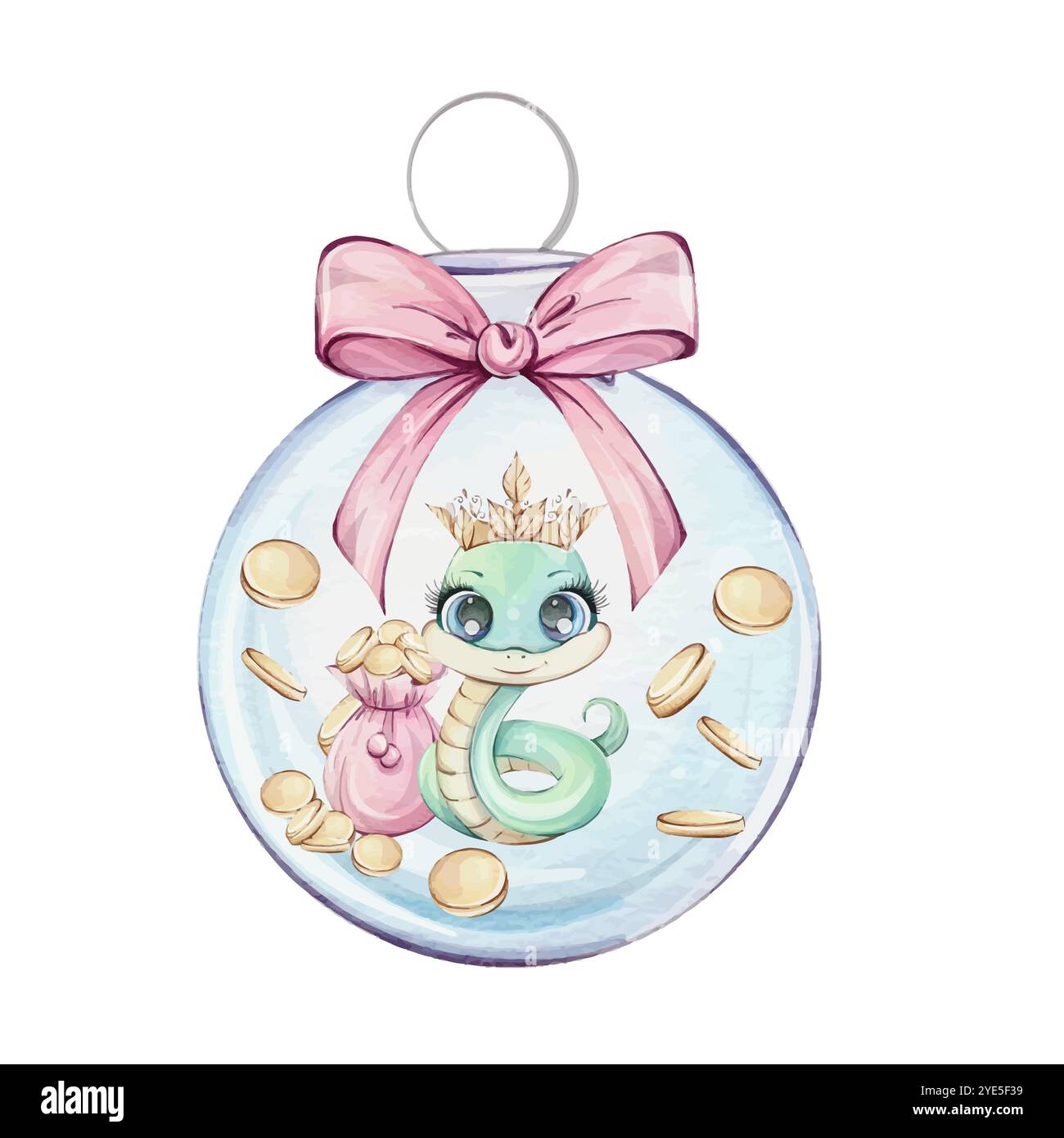 Snake. A Charming Holiday watercolor Ornament Featuring the Adorable ...
