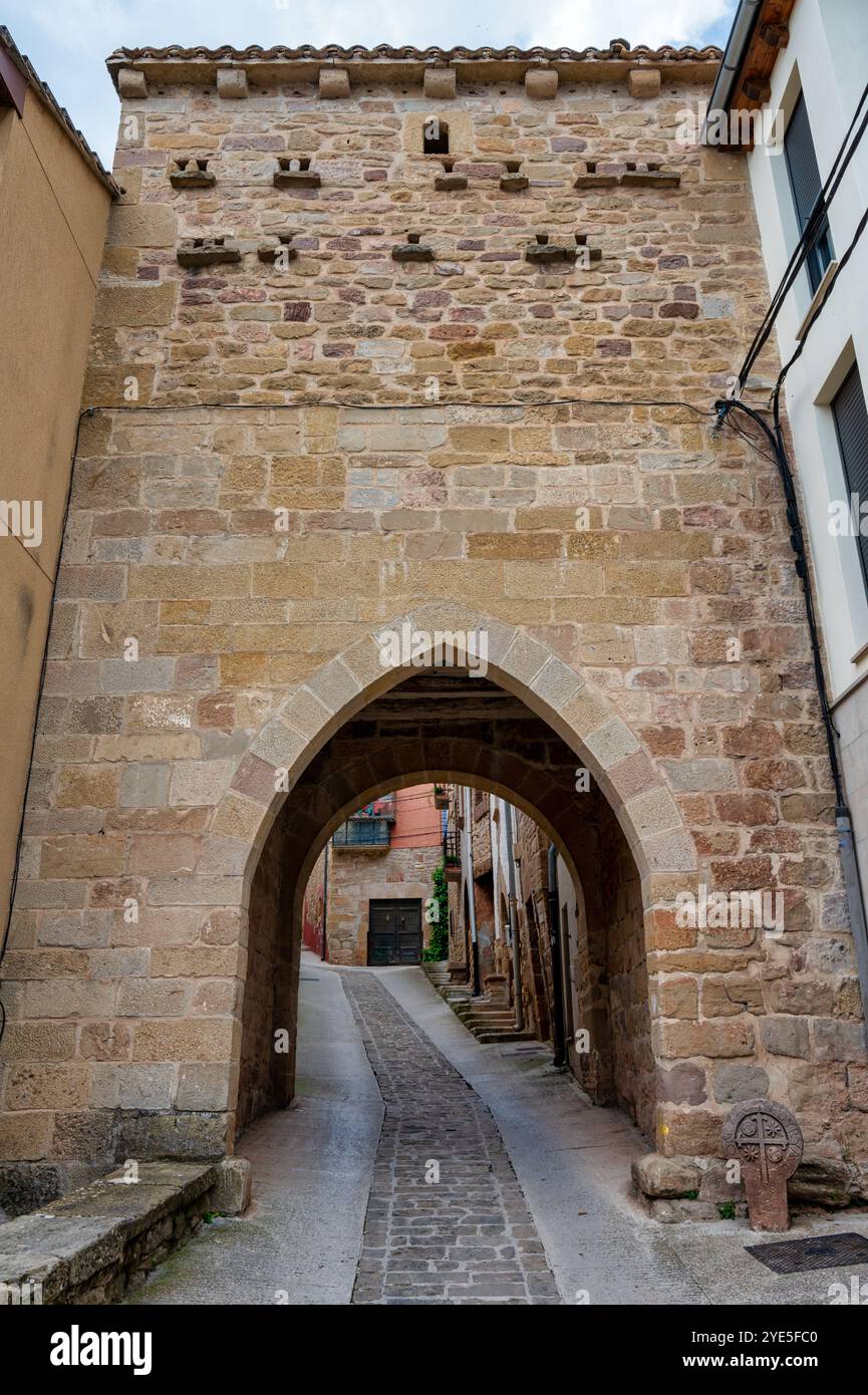 The medieval arch in the small village of Cirauqui in northern SPain ...