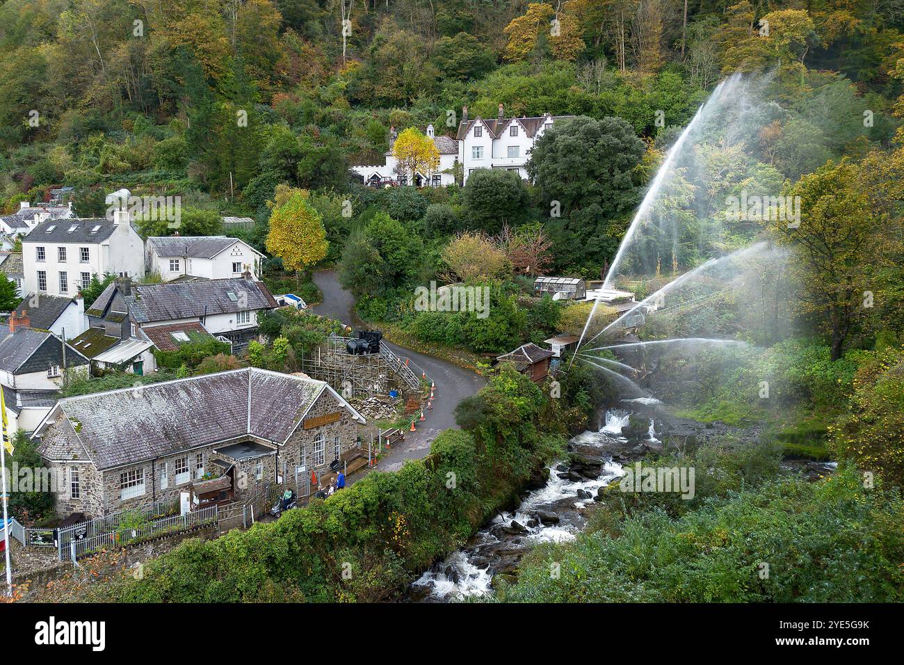 General view of the Glen Lyn Gorge in Lynmouth, Devon, UK. The attraction cointainds The Power ...