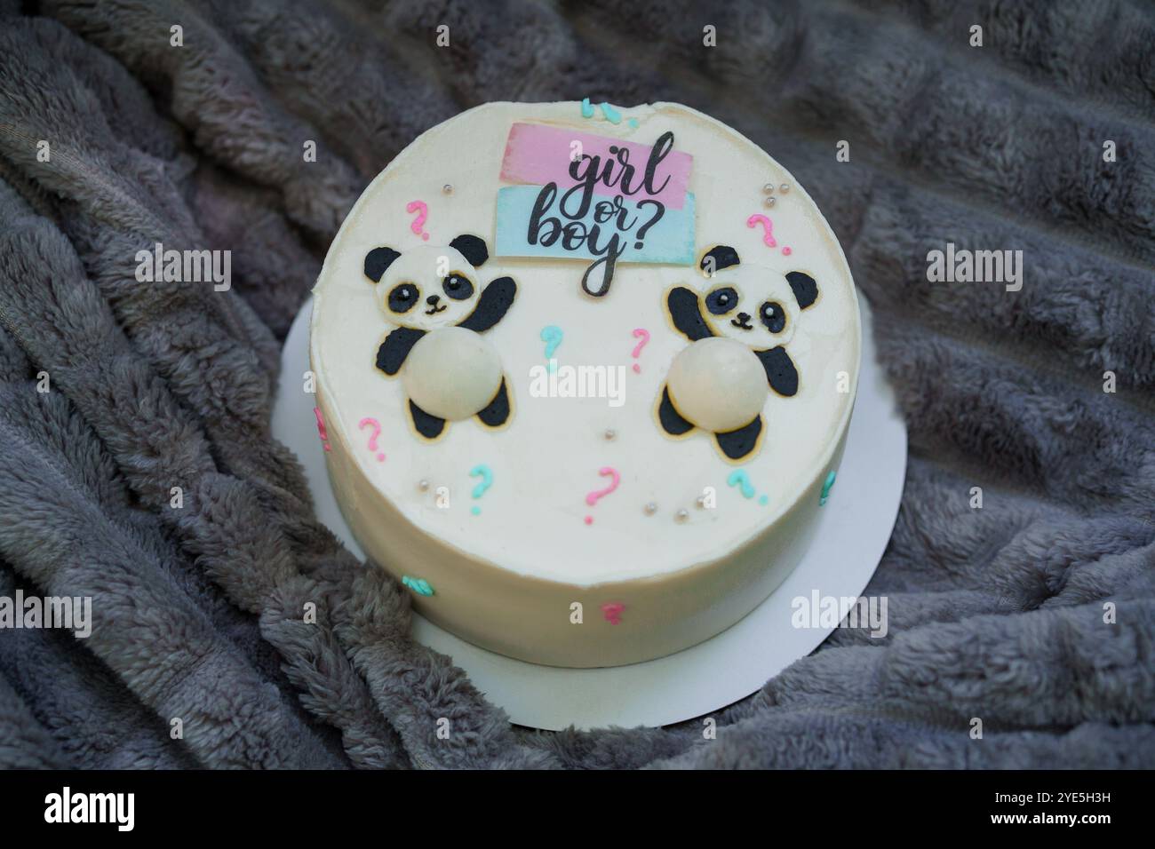 Gender Reveal Cake with Adorable Panda Theme Stock Photo - Alamy