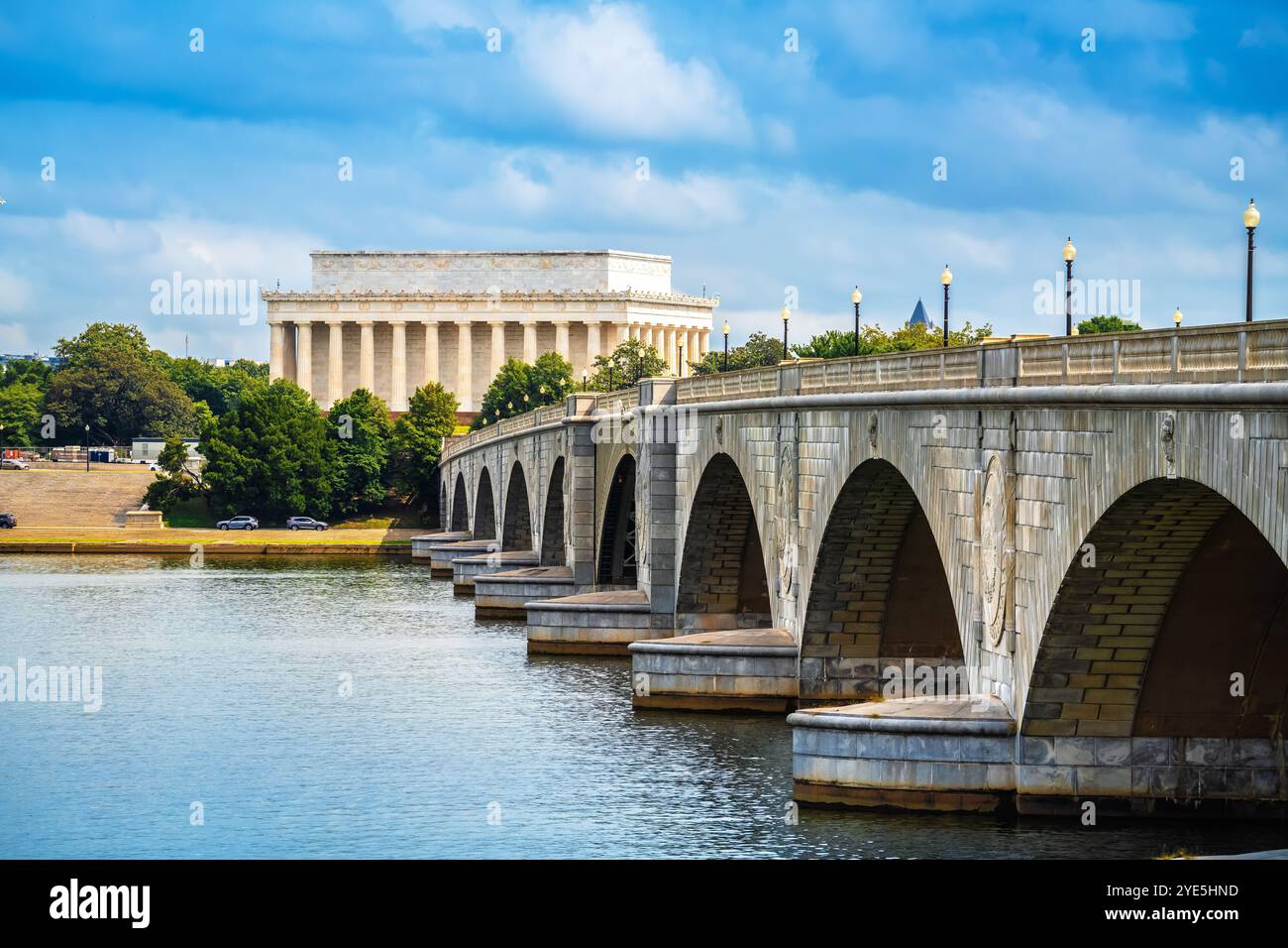 Arlington Memorial Bridge and Washington DC landmarks view, capital of ...