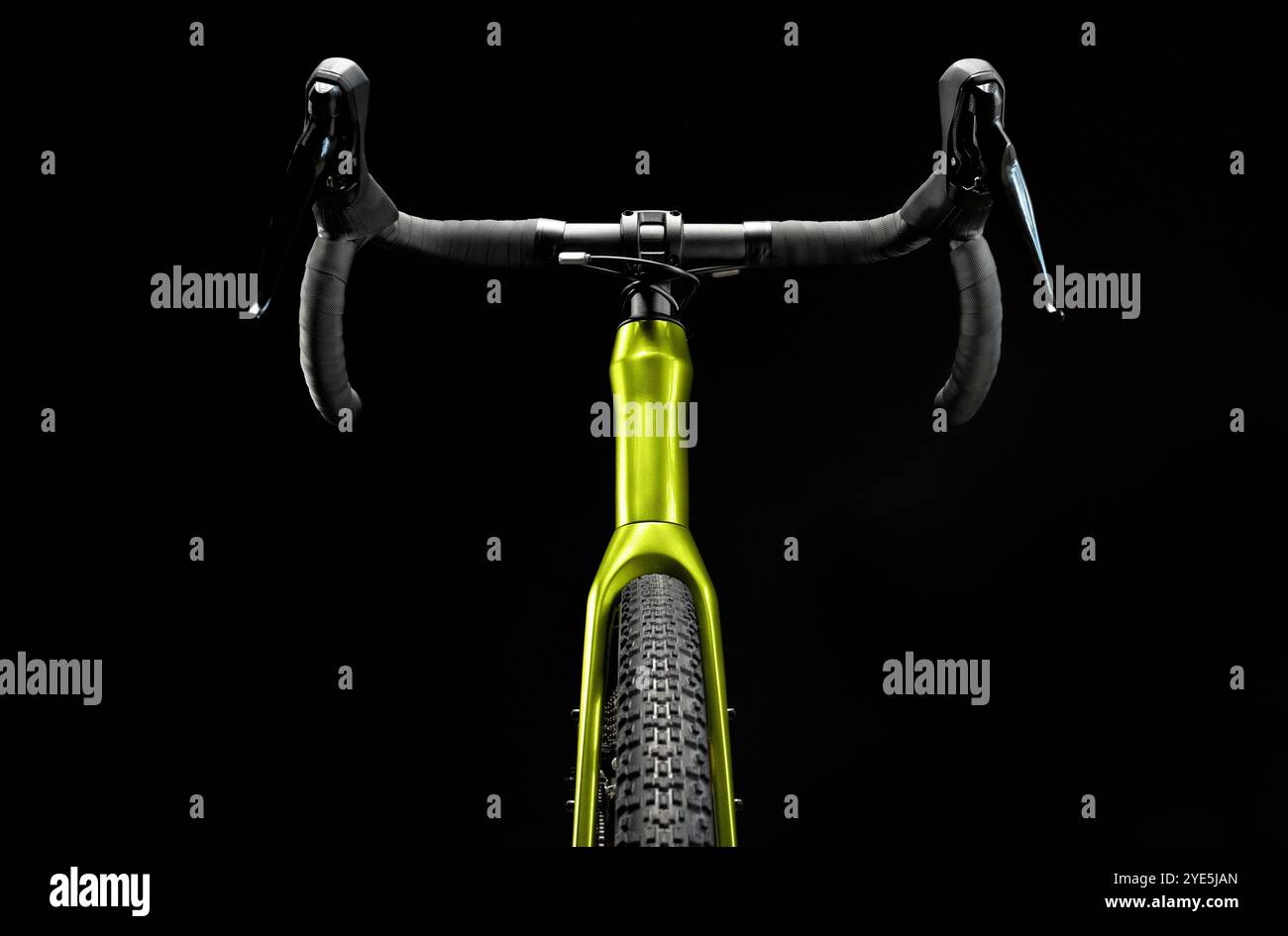 Silhouette of a gravel green bicycle with a modern design on a black ...