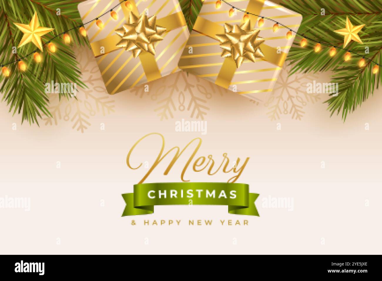 beautiful merry christmas realistic gifts greeting design Stock Vector ...