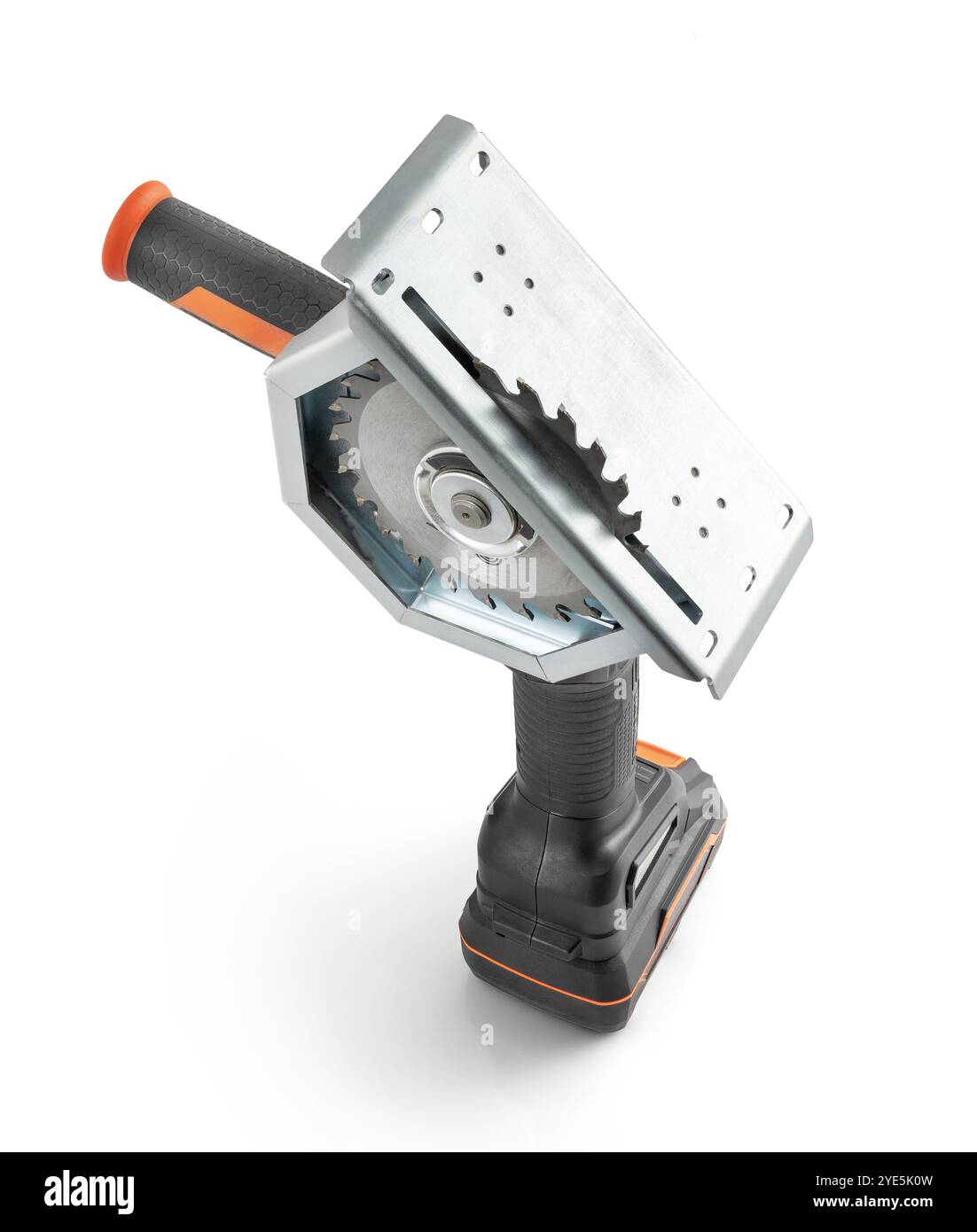 Angle grinder with a wood-cutting disc on white background Stock Photo ...