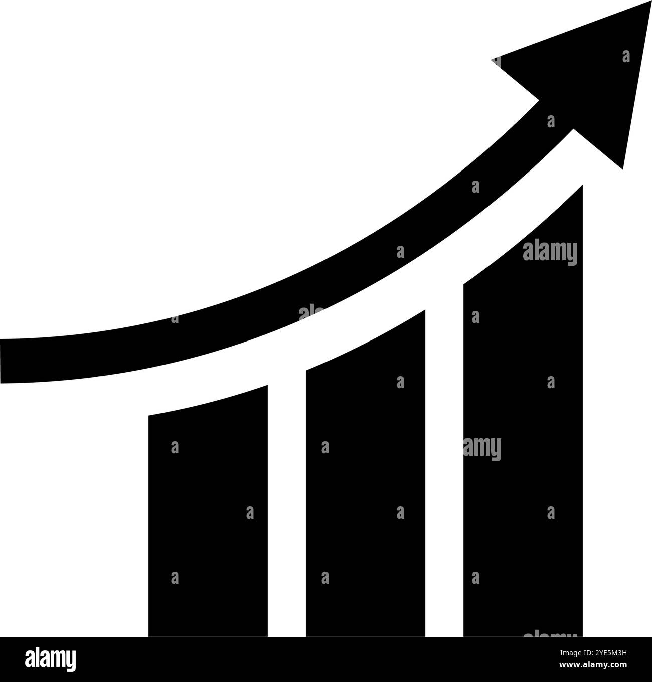 Increasing bar graph silhouette icon. Growth graph. Editable vector ...