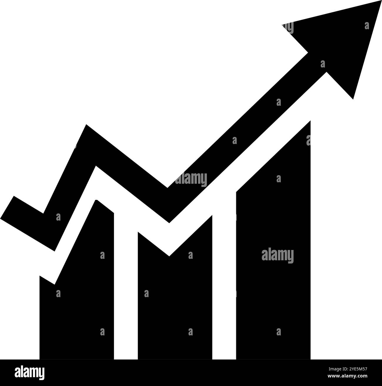 Rapidly increasing bar graph silhouette icon. Editable vector Stock ...