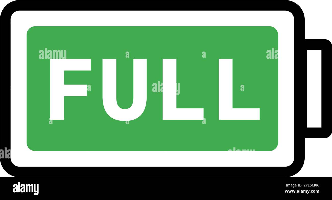 Flat design FULL charging battery icon. Editable vector Stock Vector ...