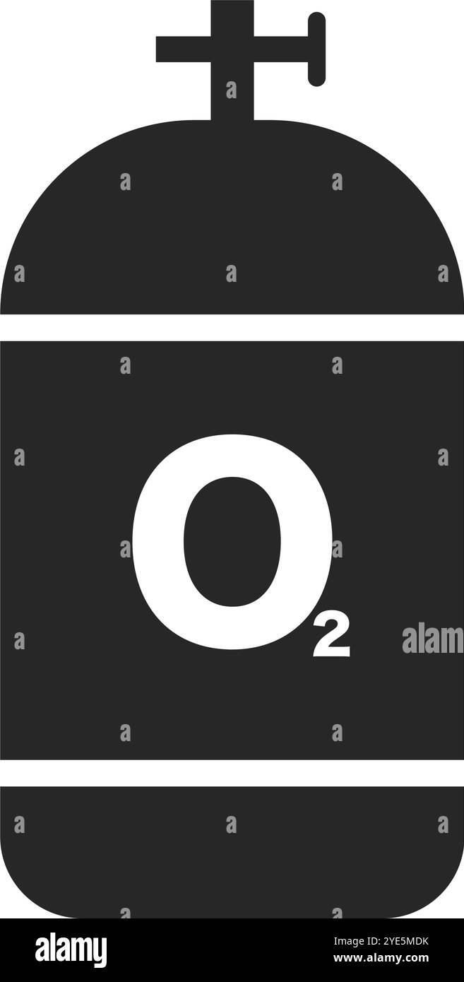 Oxygen cylinder silhouette icon. Industrial gas. Editable vector Stock ...