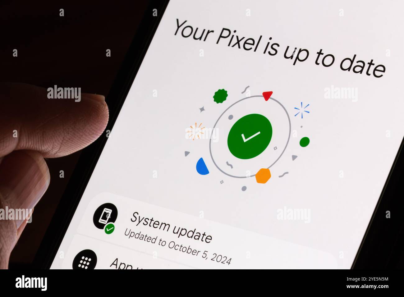 Google system update screen displayed on Pixel 9 Pro XL smartphone ...
