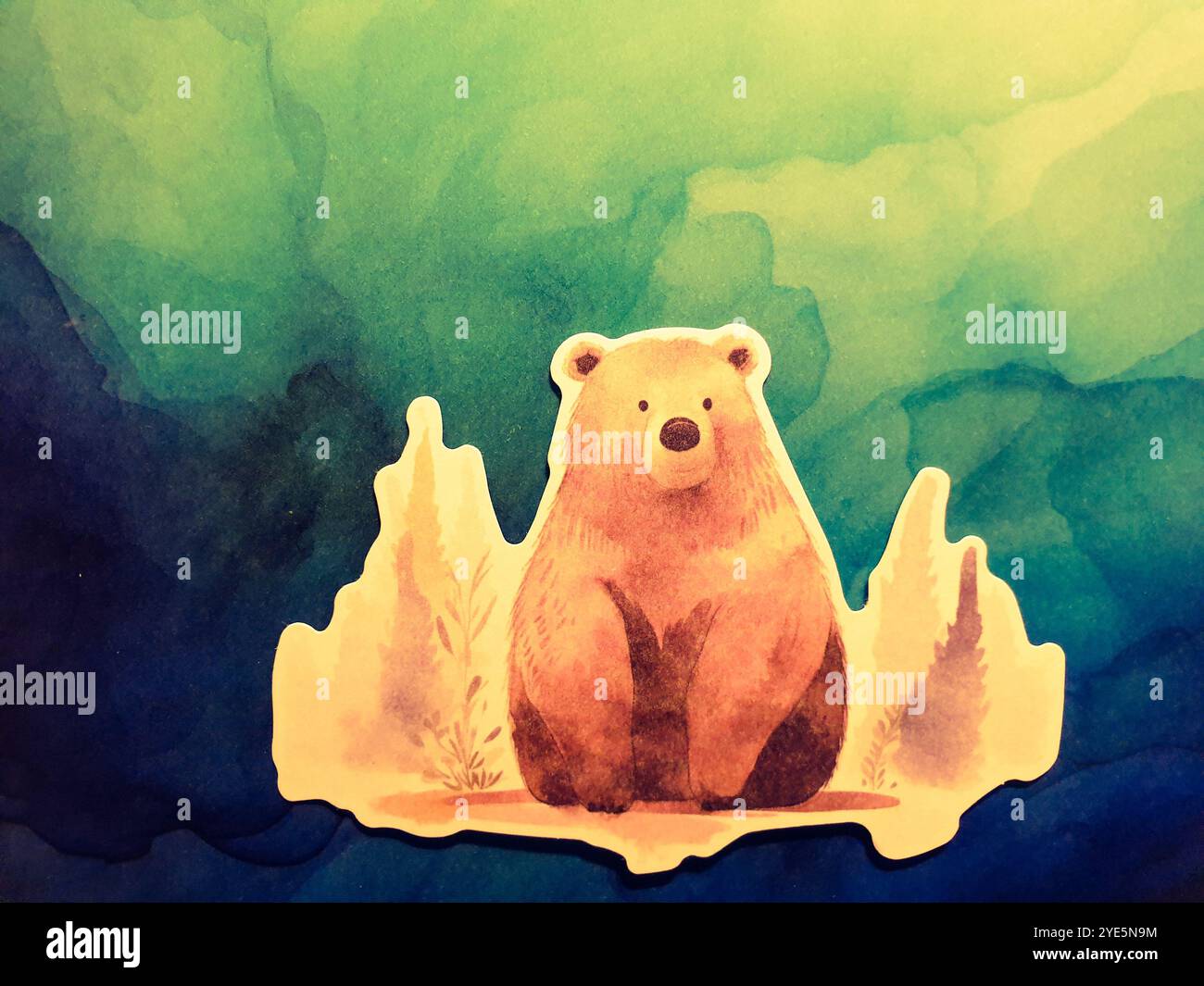 Conceptual collage art of a bear sitting Stock Photo - Alamy