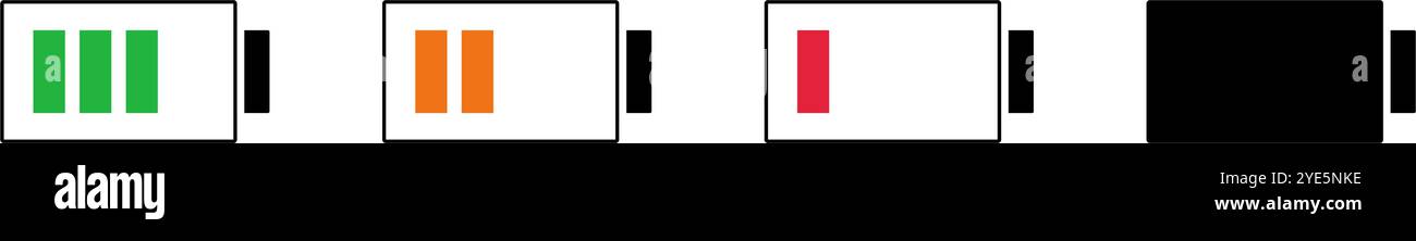 Battery icon set by charging status. Charging level icon set. Editable ...