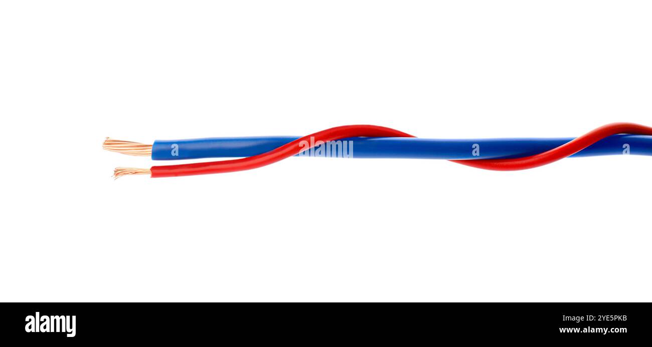 Two twisted electrical wires on white background Stock Photo - Alamy