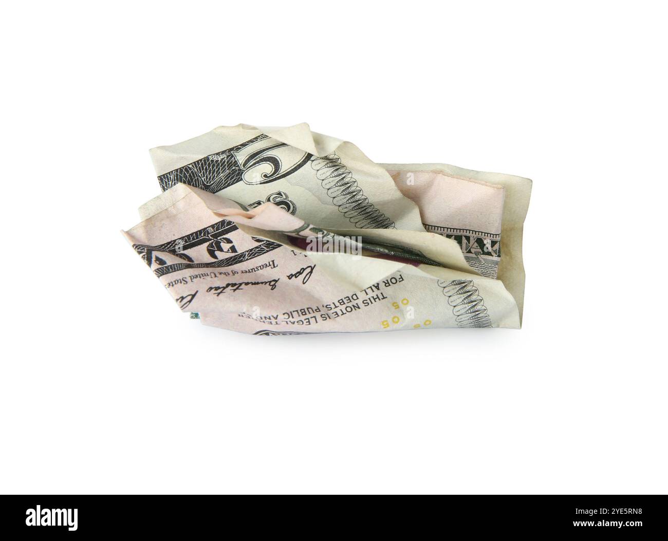 One crumpled dollar banknote isolated on white Stock Photo - Alamy