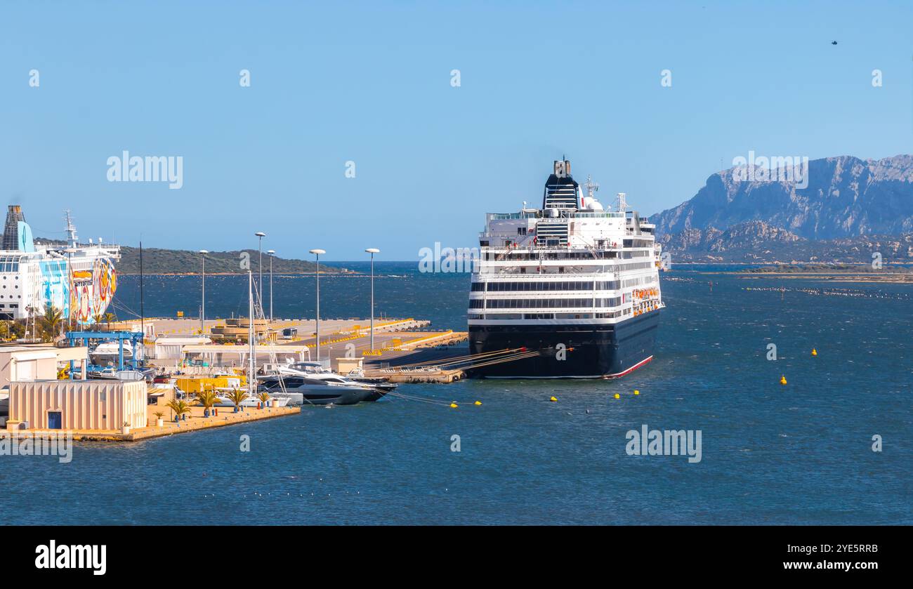 Aerial View of Olbia Port with Cruise Ship and Yachts in Sardinia Stock ...
