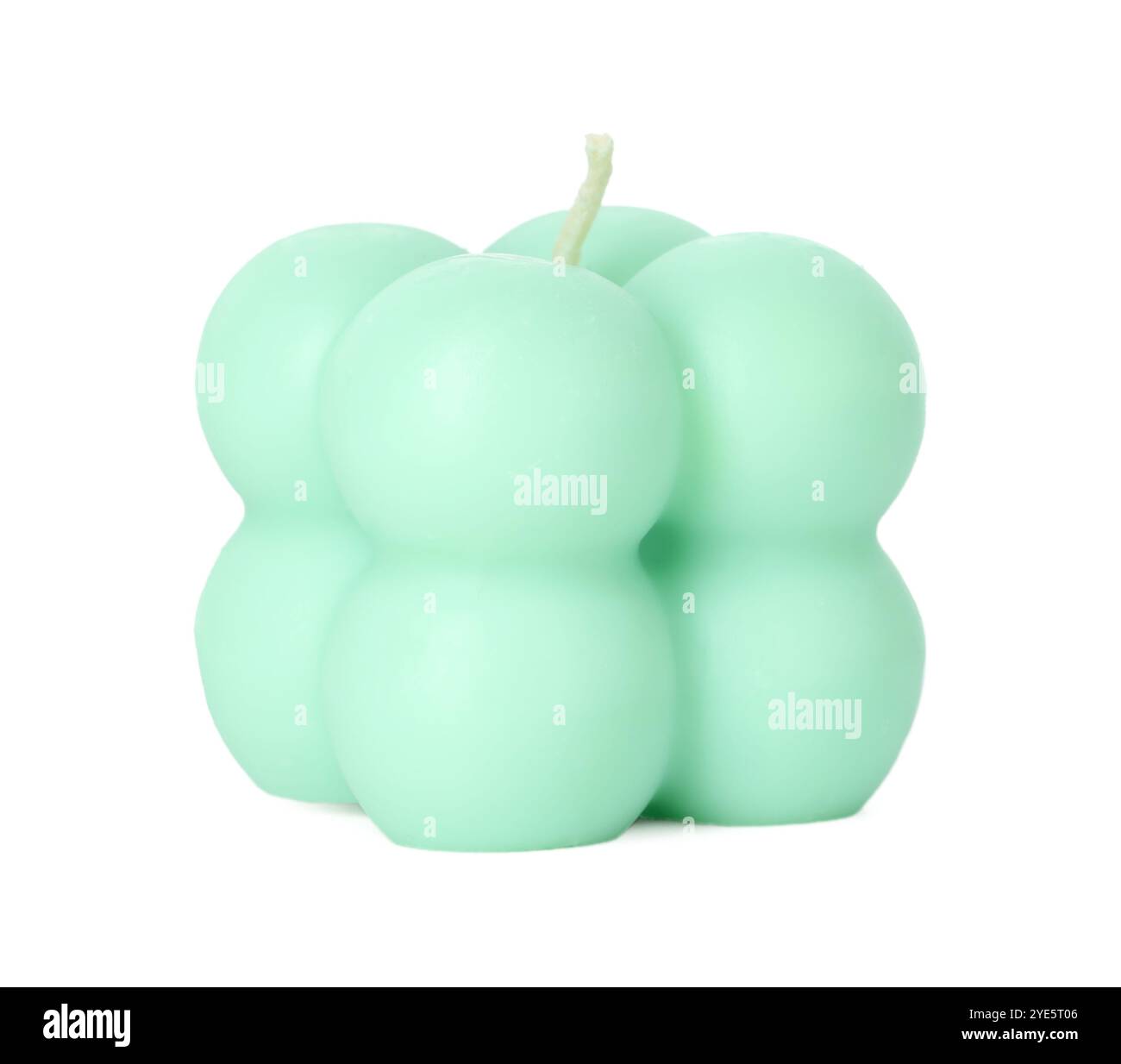 Beautiful turquoise bubble candle isolated on white Stock Photo - Alamy