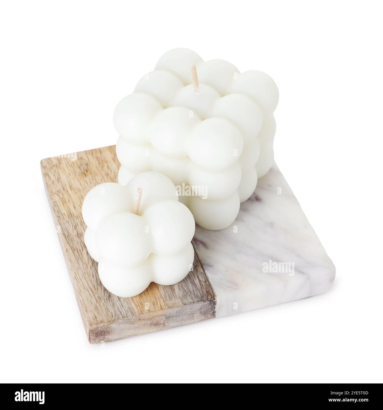 Two beautiful bubble candles isolated on white Stock Photo - Alamy