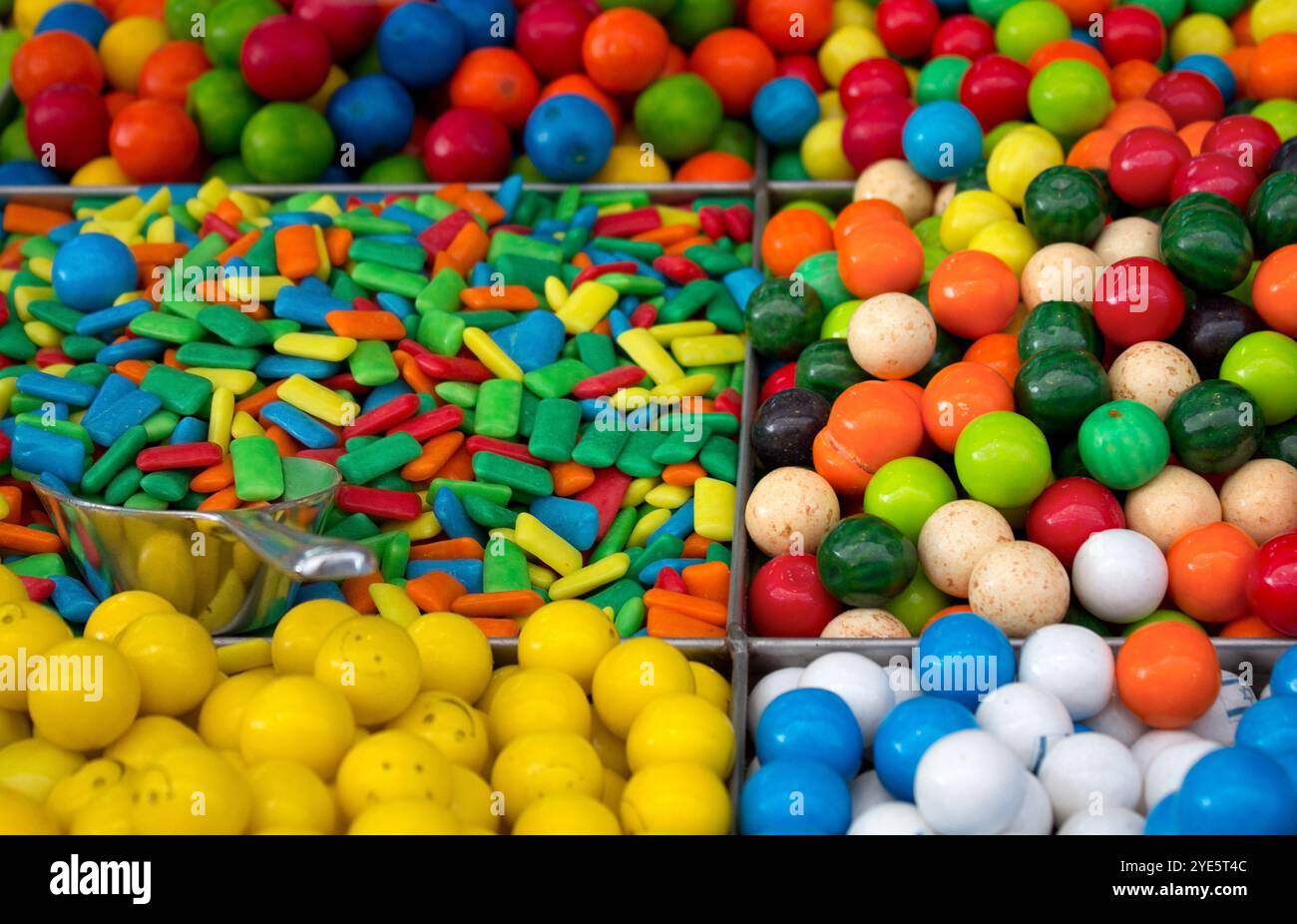 A colorful display of various bubble gums in different colors Stock ...