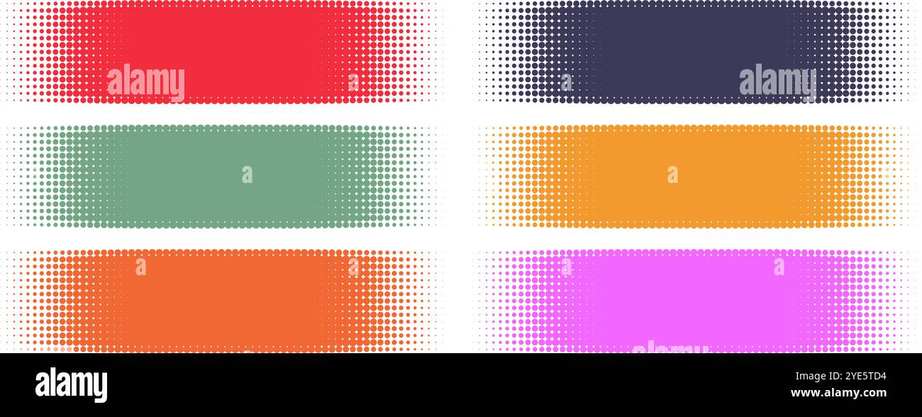 Halftone pattern banners in vibrant colors for creative design projects ...