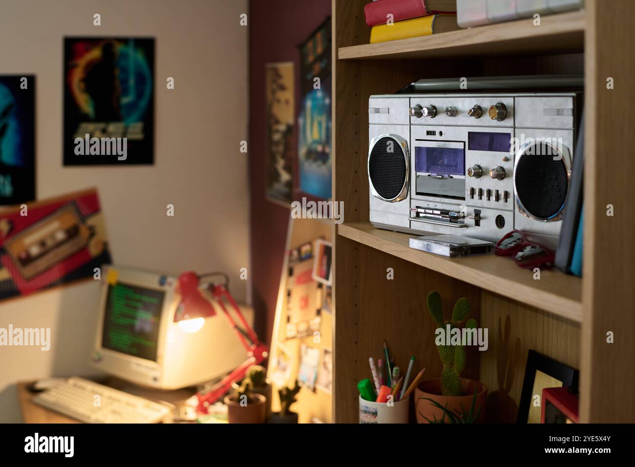 Retro-themed room exhibiting vintage electronics, including a classic ...