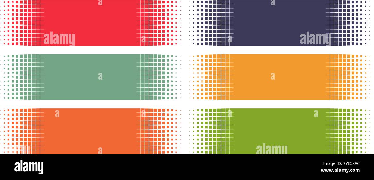 Halftone pattern banners in vibrant colors for creative design projects ...