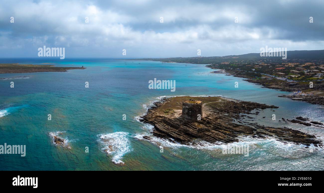 Aerial View of Sardinia's Coastal Tower and Rugged Shoreline Stock ...