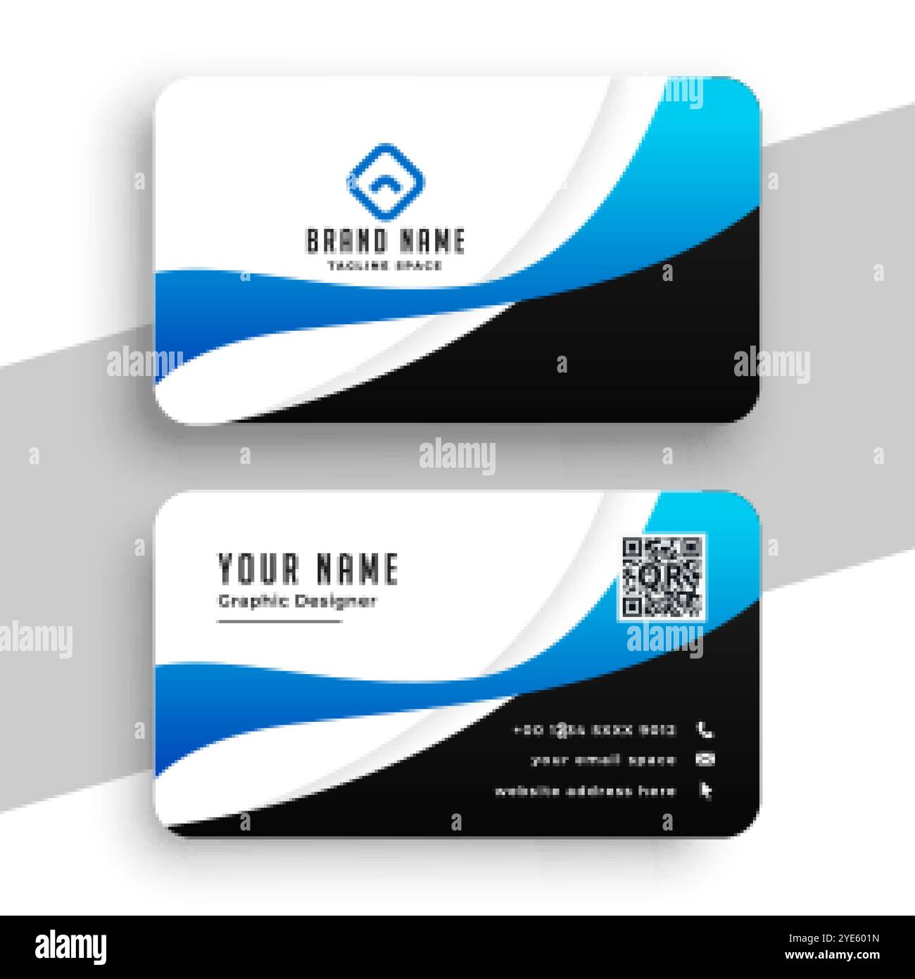 professional blue business wave card design Stock Vector Image & Art ...