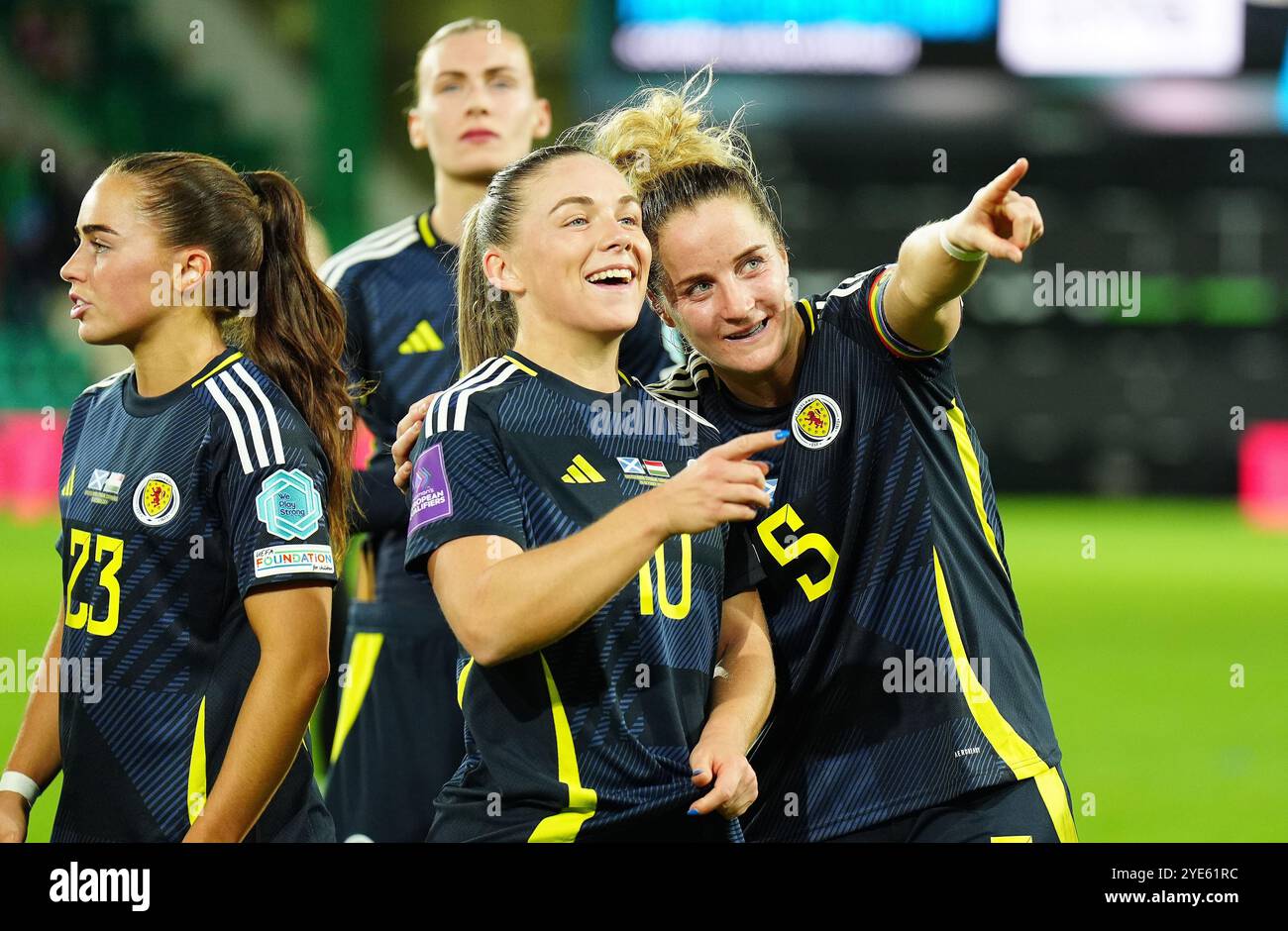 Scotland’s Kirsty Hanson (left) celebrates with Sophie Howard after ...