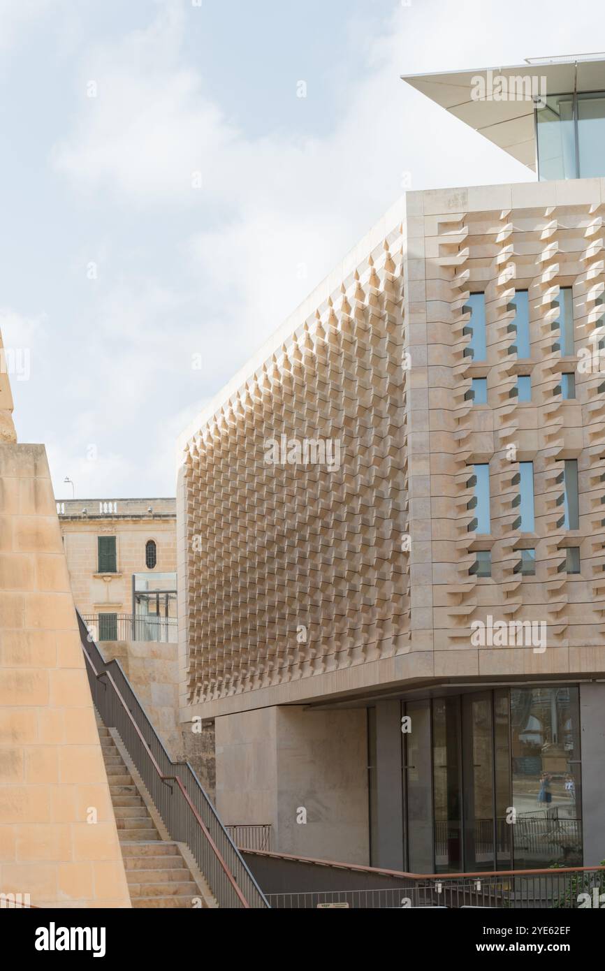 Facade of Malta Parliament building. Valletta, Malta. No people Stock ...