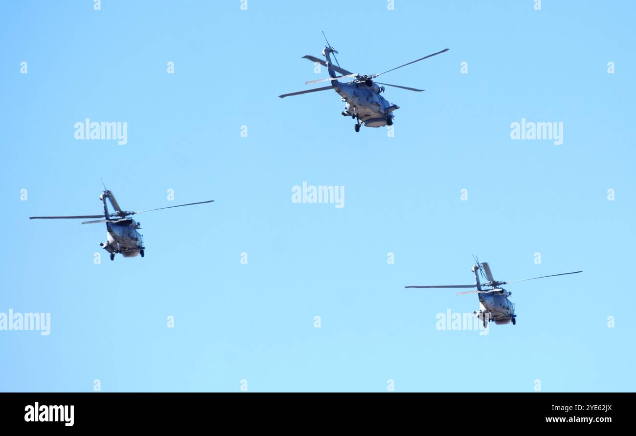 Hellenic airforce helicopters parade Stock Photo - Alamy