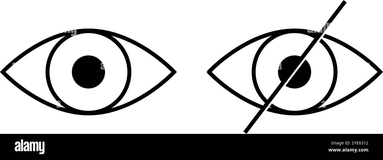 Eye and hidden eye icon set. Password user interface. Editable vector ...