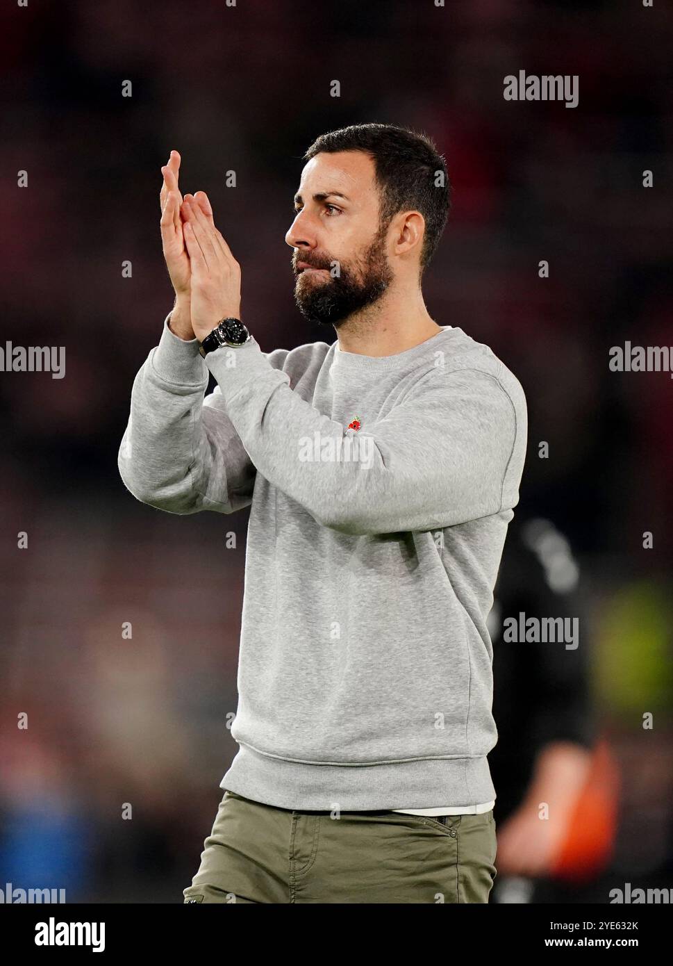 Stoke City manager Narcis Pelach acknowledges the crowd at the final ...